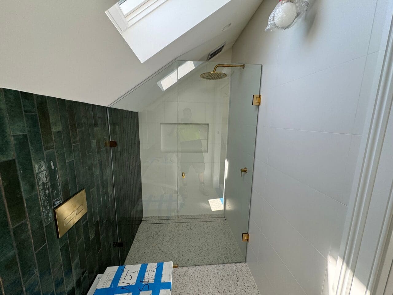 Custom Built Angled Frameless Shower Screen | Casse Glass